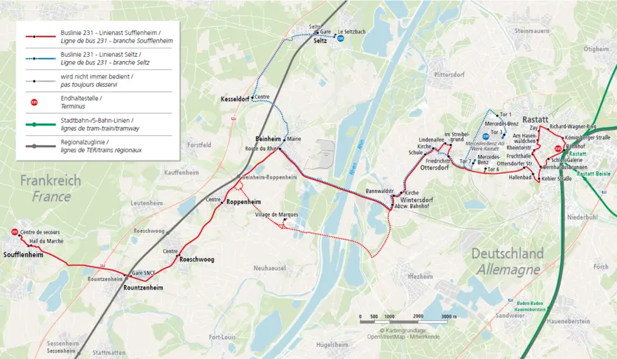 KVV - Karlsruher Verkehrsverbund - Bahn und Bus - Elsass-Bus